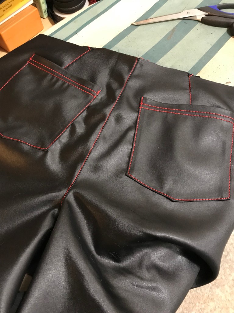 The deets—Vinyl look pants | Tanit-Isis Sews